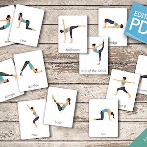 YOGA POSES • 30 Montessori Cards • Flash Cards Nomenclature Flashcards ...