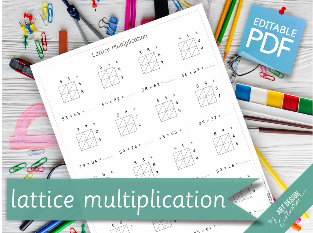 LATTICE MULTIPLICATION Math • 16 Montessori Cards • Flash Cards ...