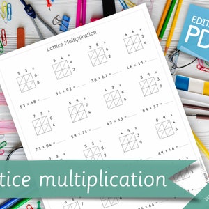 LATTICE MULTIPLICATION Math • 16 Montessori Cards • Flash Cards ...