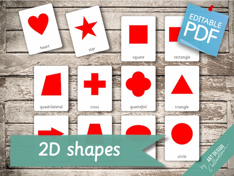 2D GEOMETRIC SHAPES 3232 Editable Montessori Cards Flash - Etsy