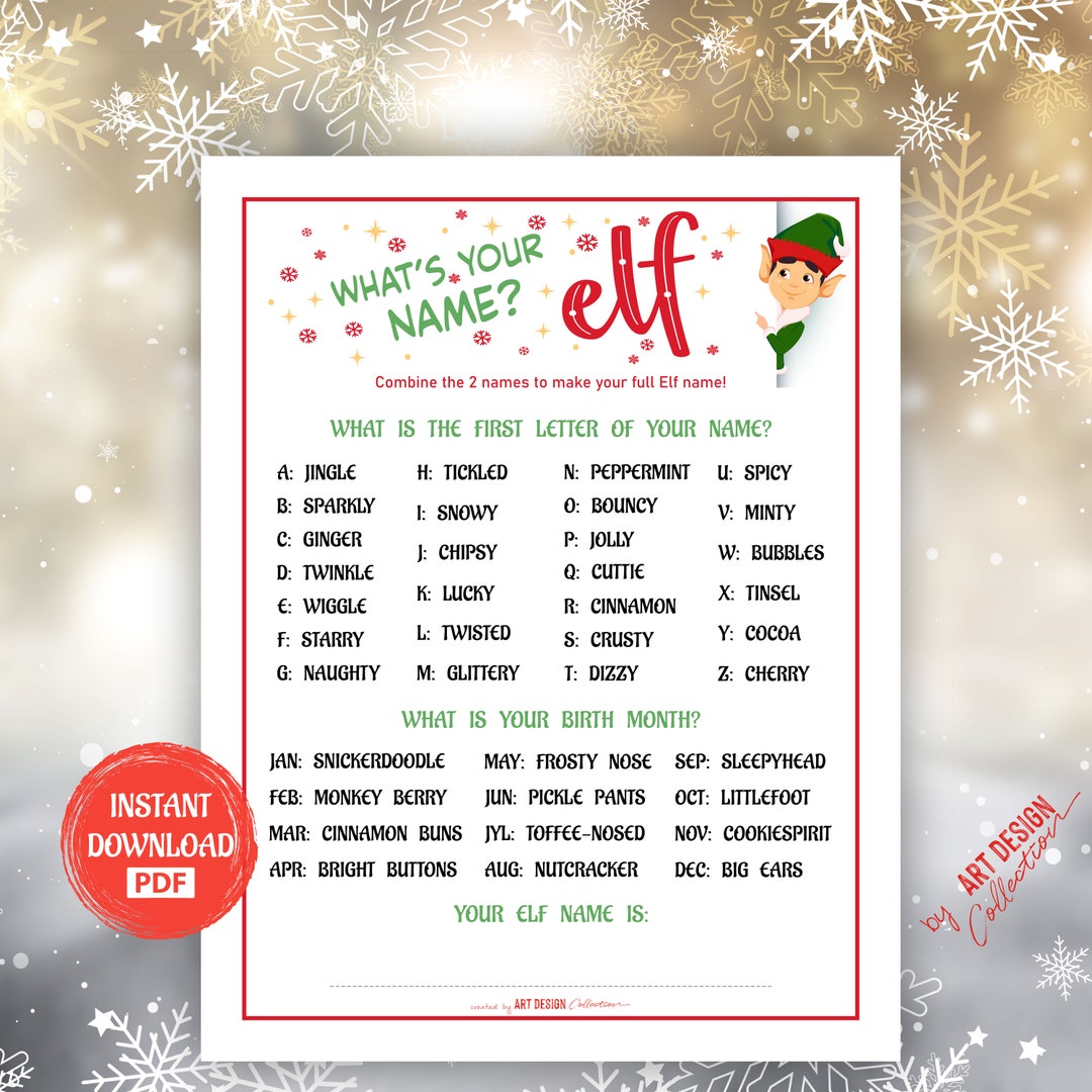CHRISTMAS What's Your ELF Name? Game • Christmas Game Holiday Christmas ...