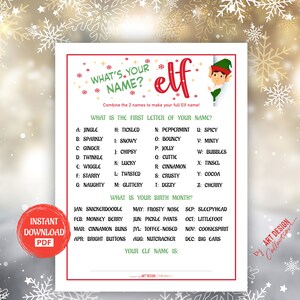 CHRISTMAS What's Your ELF Name? Game • Christmas Game Holiday Christmas ...