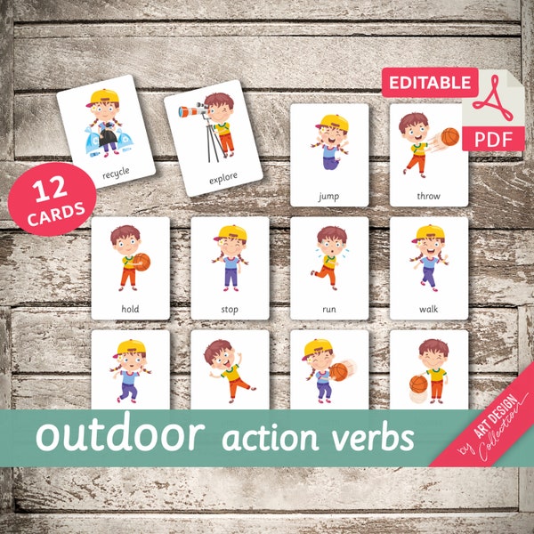 Action Verbs Cards - Etsy