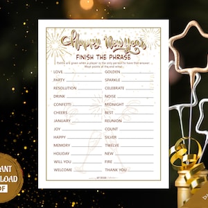Happy New Year FINISH the PHRASE Game • Christmas Game Holiday ...