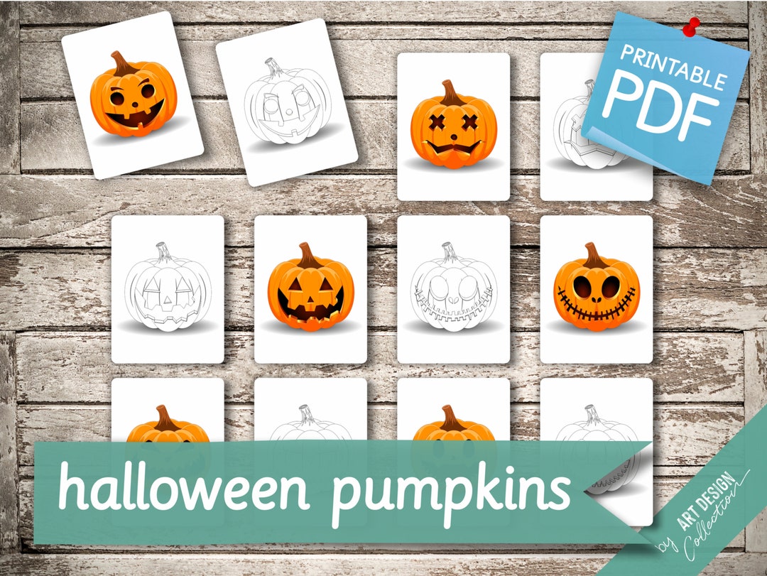 HALLOWEEN PUMPKINS • 48 Montessori Cards • Flash Cards Nomenclature ...
