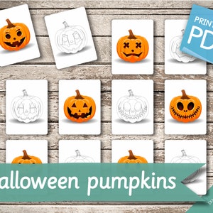 HALLOWEEN PUMPKINS • 48 Montessori Cards • Flash Cards Nomenclature ...