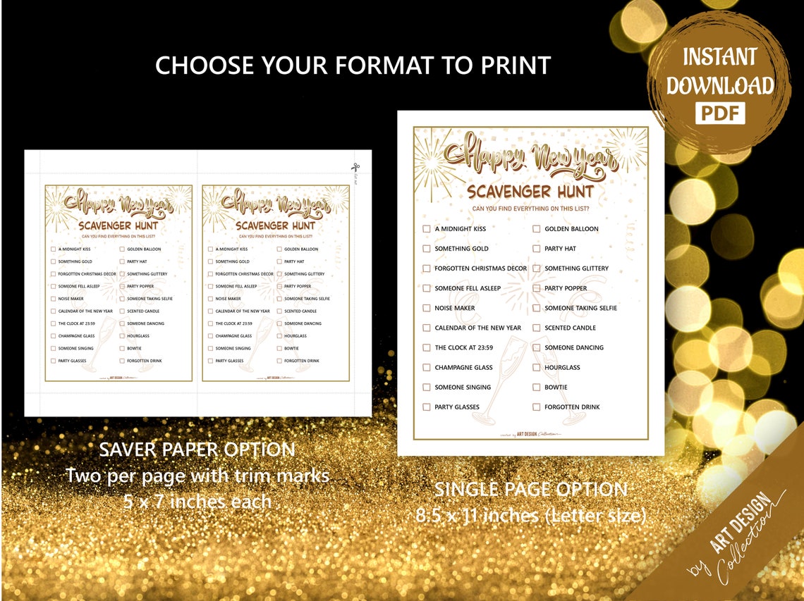 Happy New Year SCAVENGER HUNT Game Christmas Game Holiday - Etsy