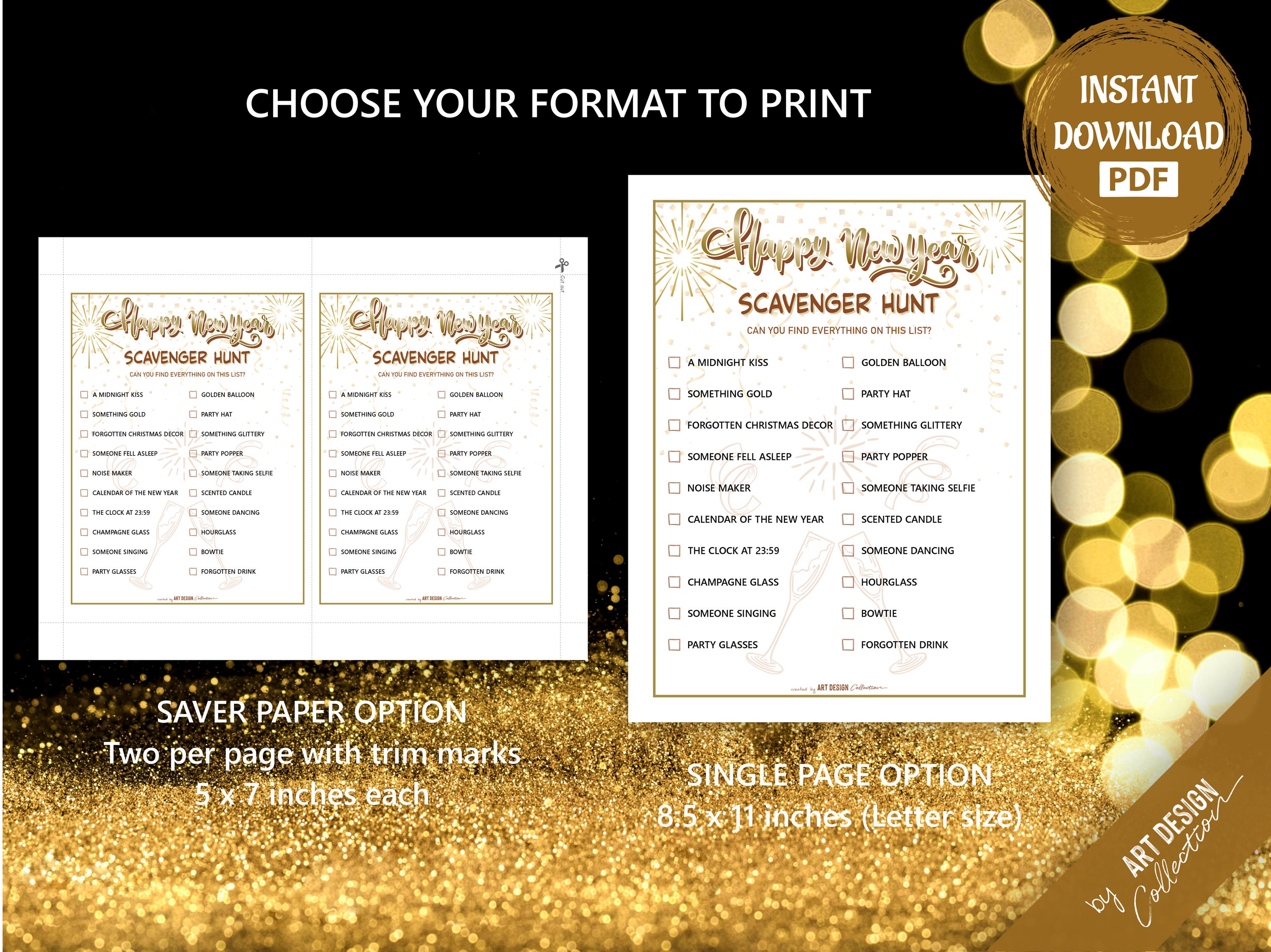 Happy New Year SCAVENGER HUNT Game Christmas Game Holiday - Etsy