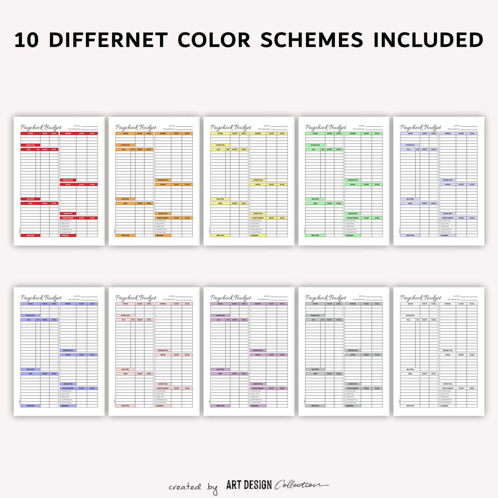 EDITABLE PAYCHECK BUDGET Planner Digital Planner Planner - Etsy