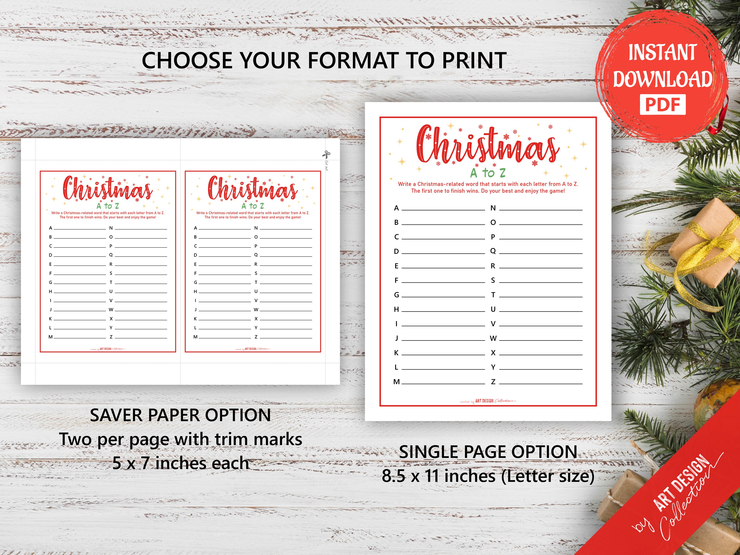 CHRISTMAS A to Z Game Christmas Game Holiday Christmas Party - Etsy