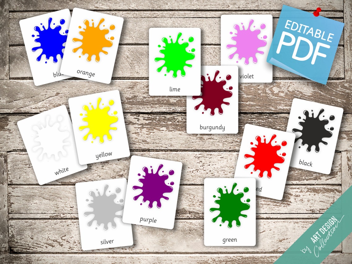 COLORS 20 Editable Montessori Cards Flash Cards - Etsy