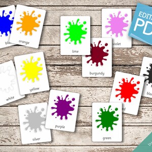 COLORS • 20 Editable Montessori Cards • Flash Cards Nomenclature ...
