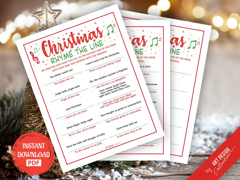 CHRISTMAS RHYME the LINE Game Christmas Game Holiday - Etsy