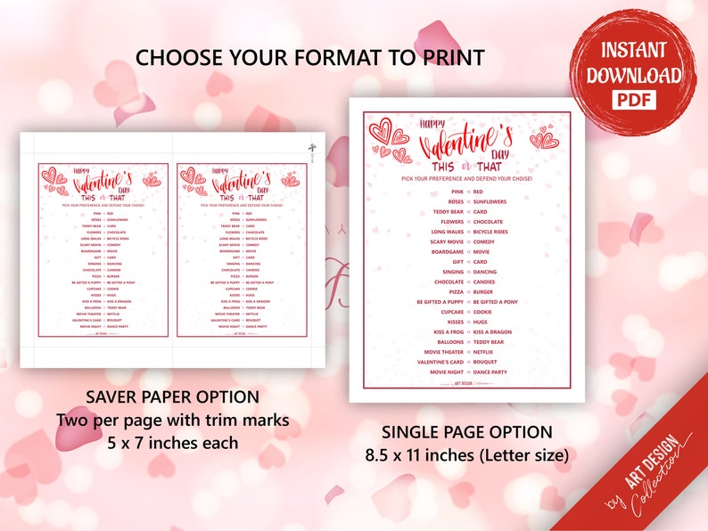 Happy VALENTINE'S Day THIS or THAT Game Valentines Day - Etsy