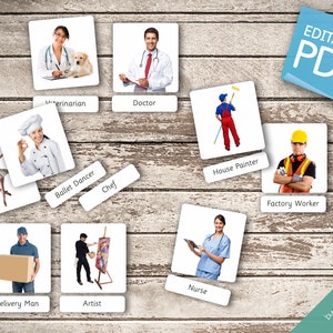 PROFESSIONS (real Pictures) • 36 Editable Montessori Cards • Flash ...