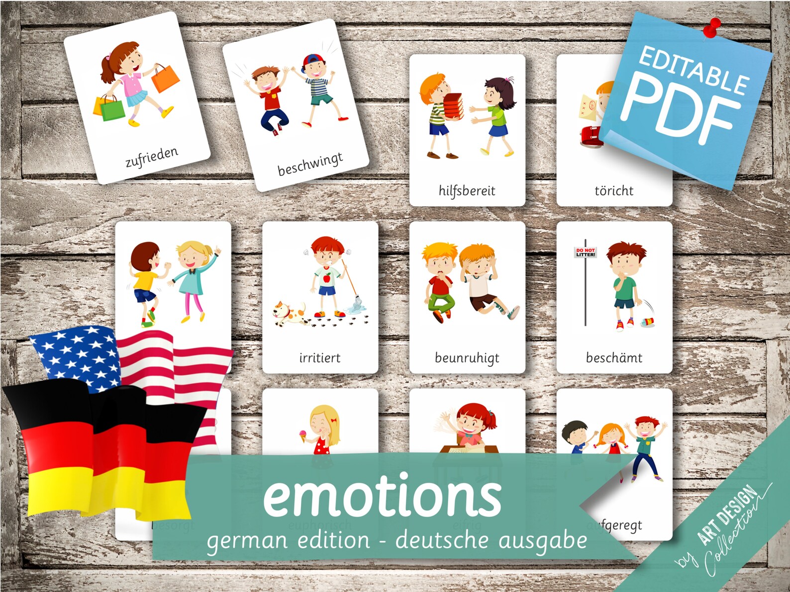 EMOTIONS GERMAN Edition 18 German and 18 English Editable - Etsy