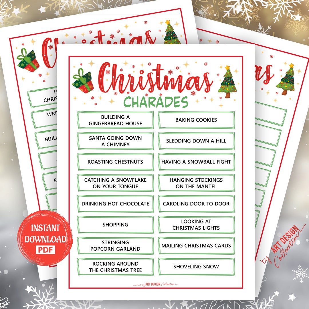 CHRISTMAS CHARADES Game • Christmas Game Holiday Christmas Party ...