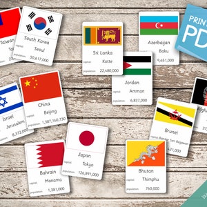 BUNDLE ASIA (flags, Maps) • 48 Montessori Cards • Flash Cards ...