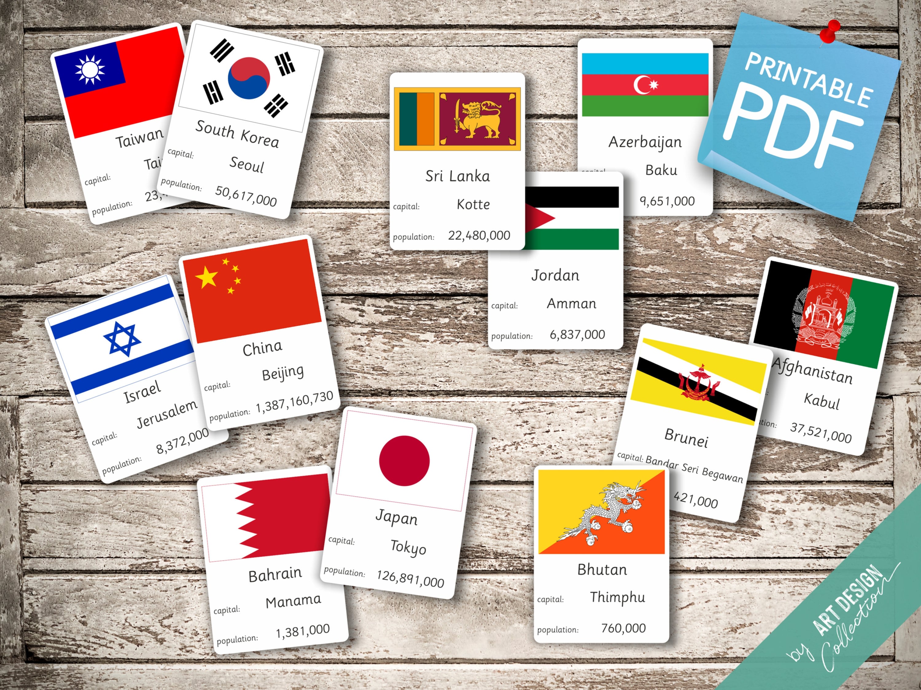 BUNDLE ASIA (flags, Maps) • 48 Montessori Cards • Flash Cards ...