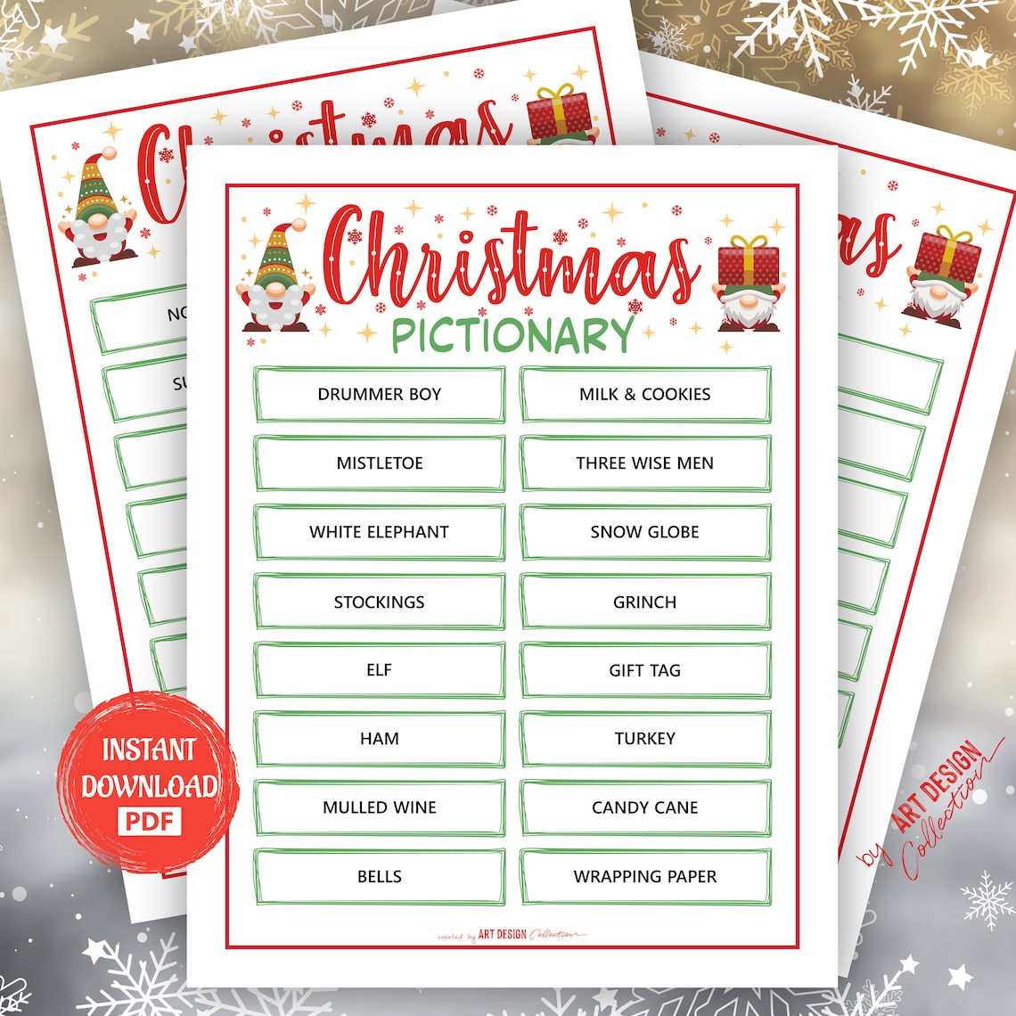 CHRISTMAS PICTIONARY Game Christmas Game Holiday Christmas - Etsy