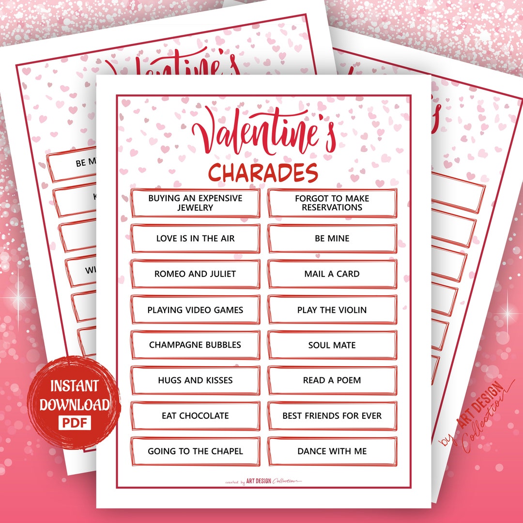 VALENTINE'S CHARADES Game • Love Game Holiday Christmas Party Holiday ...
