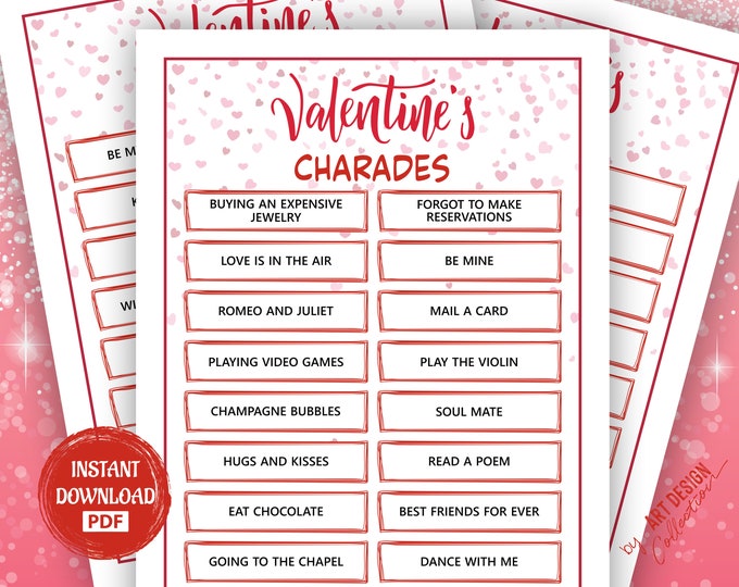 Printable Valentine's Day Charades for Kids Use for - Etsy