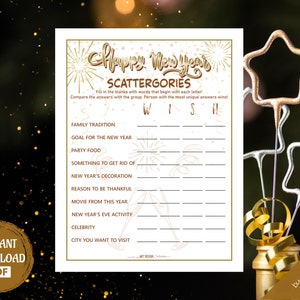 Happy New Year SCATTERGORIES Game • Christmas Game Holiday Christmas ...