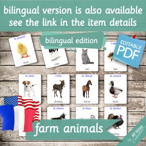 FARM ANIMALS • 22 Editable Montessori Cards • Flash Cards Nomenclature ...