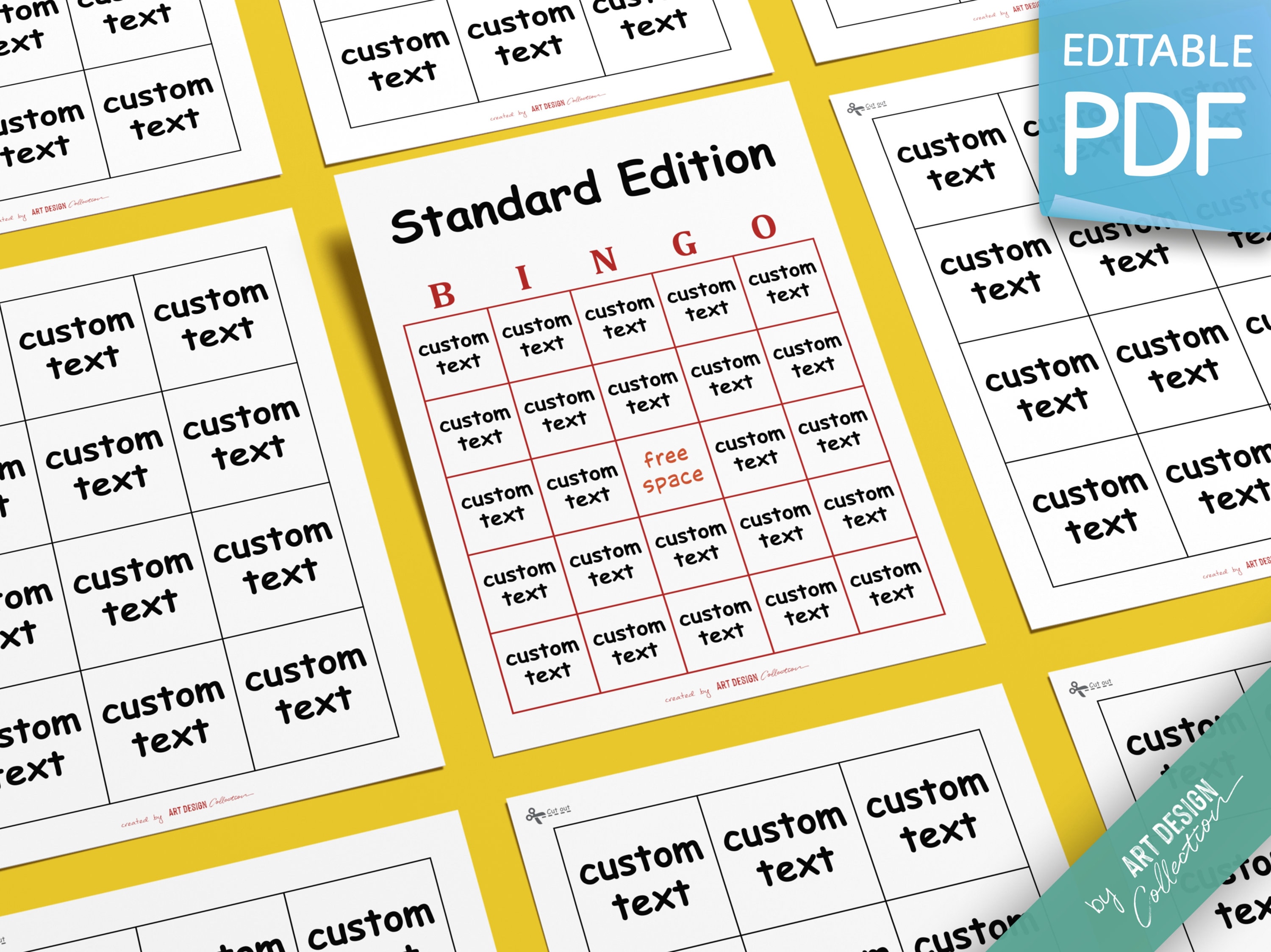 EDITABLE BINGO • Standard Text Edition Custom Template Cards ...