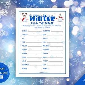 WINTER FINISH the PHRASE Game • Christmas Game Holiday Christmas Party ...