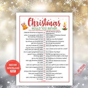 CHRISTMAS WOULD You RATHER Game • Christmas Game Holiday Christmas ...