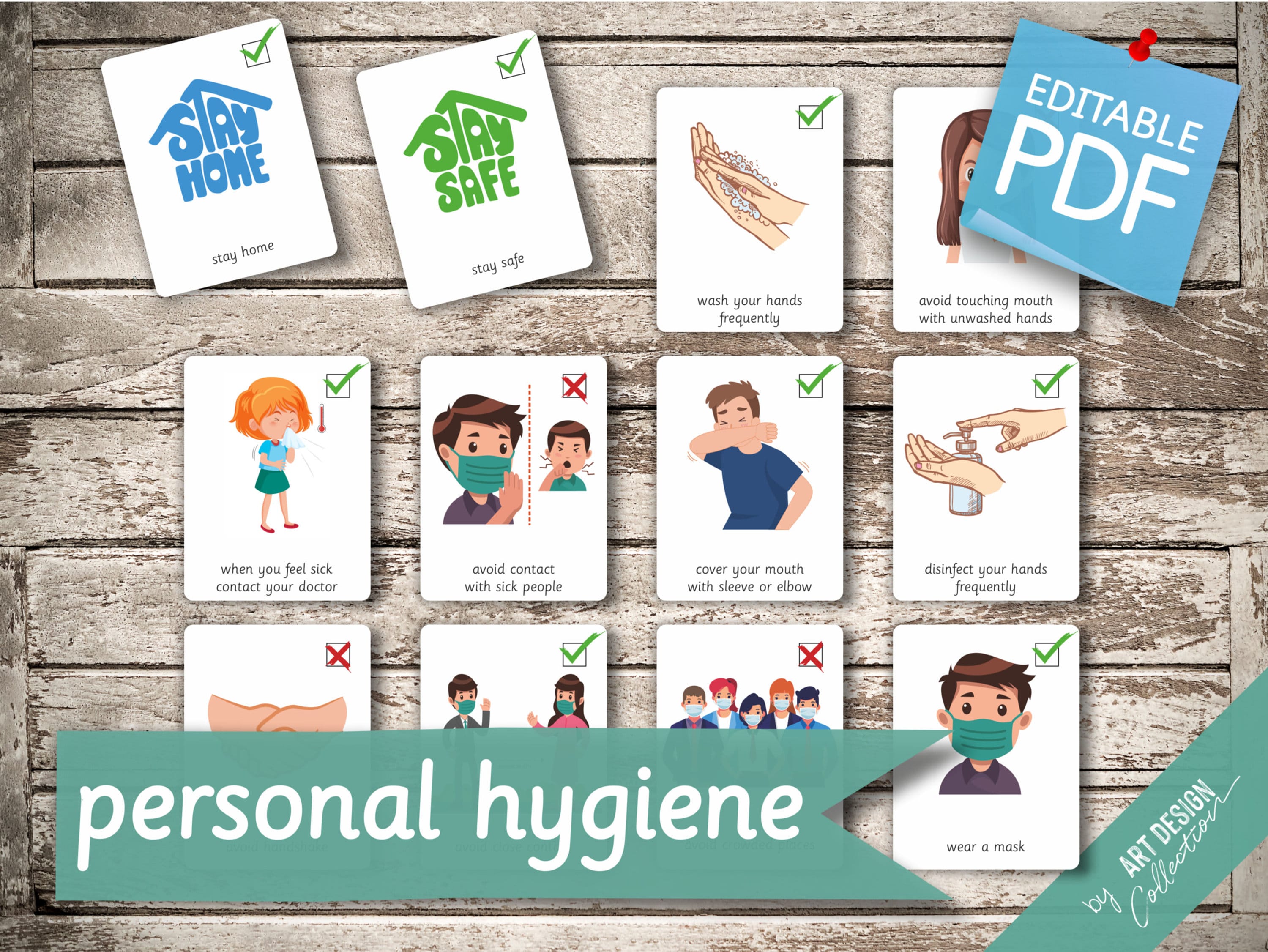 HYGIÈNE PERSONNELLE • 18 cartes Montessori • Cartes Flash Cartes Flash ...