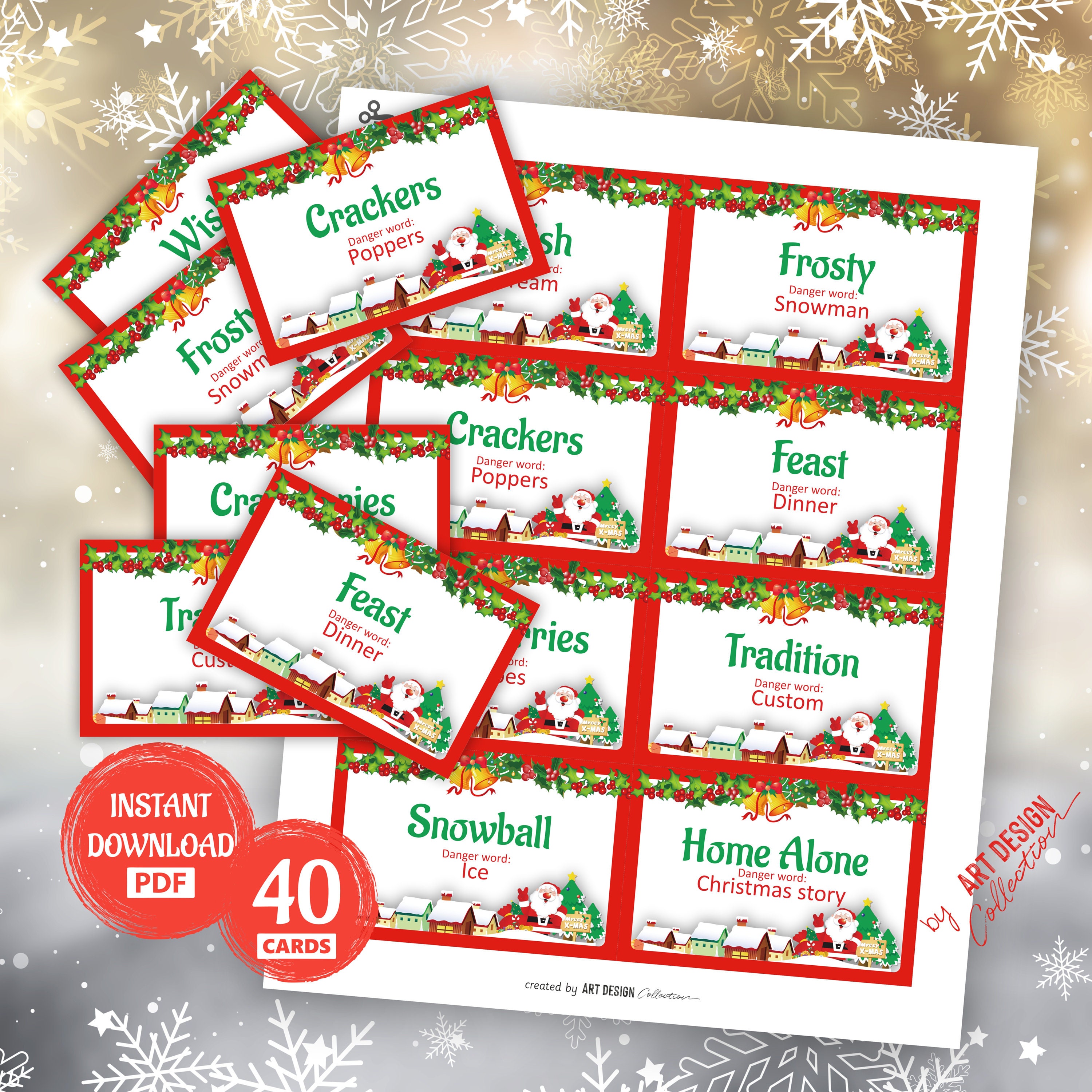 CHRISTMAS Danger Word Game • Christmas Game Holiday Christmas Party ...