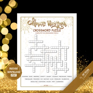 Happy New Year CROSSWORD PUZZLE Game • Christmas Game Holiday Christmas ...