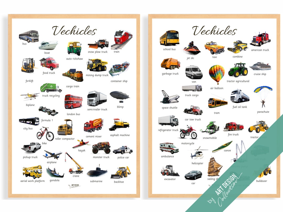 2 VEHICLES POSTERS • Montessori Poster • Montessori Educational ...