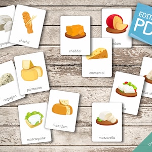 CHEESE • 27 Montessori Cards • Flash Cards Nomenclature Flashcards ...
