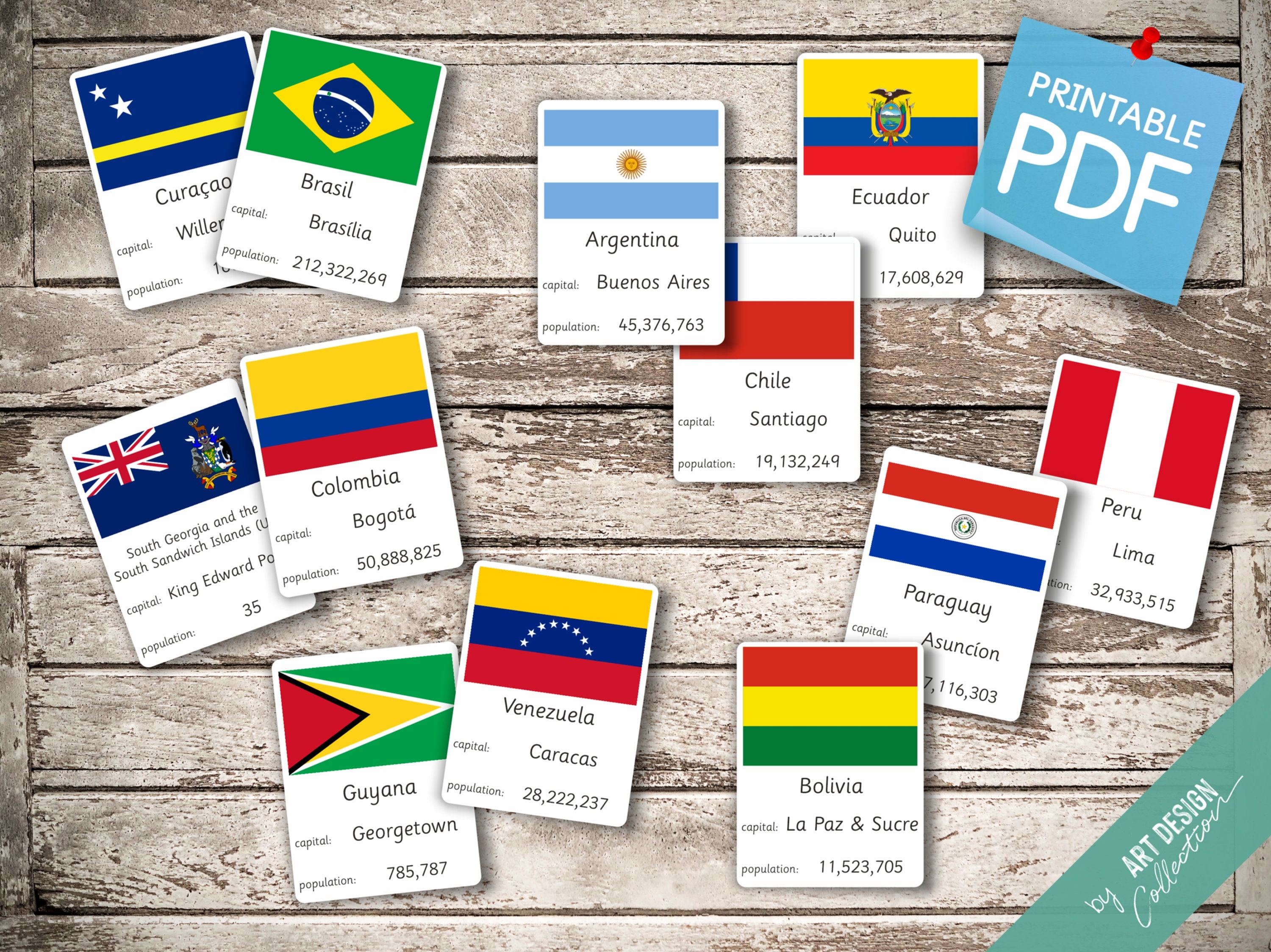 BUNDLE SOUTH AMERICA Flags Maps 35 Montessori Cards | Etsy
