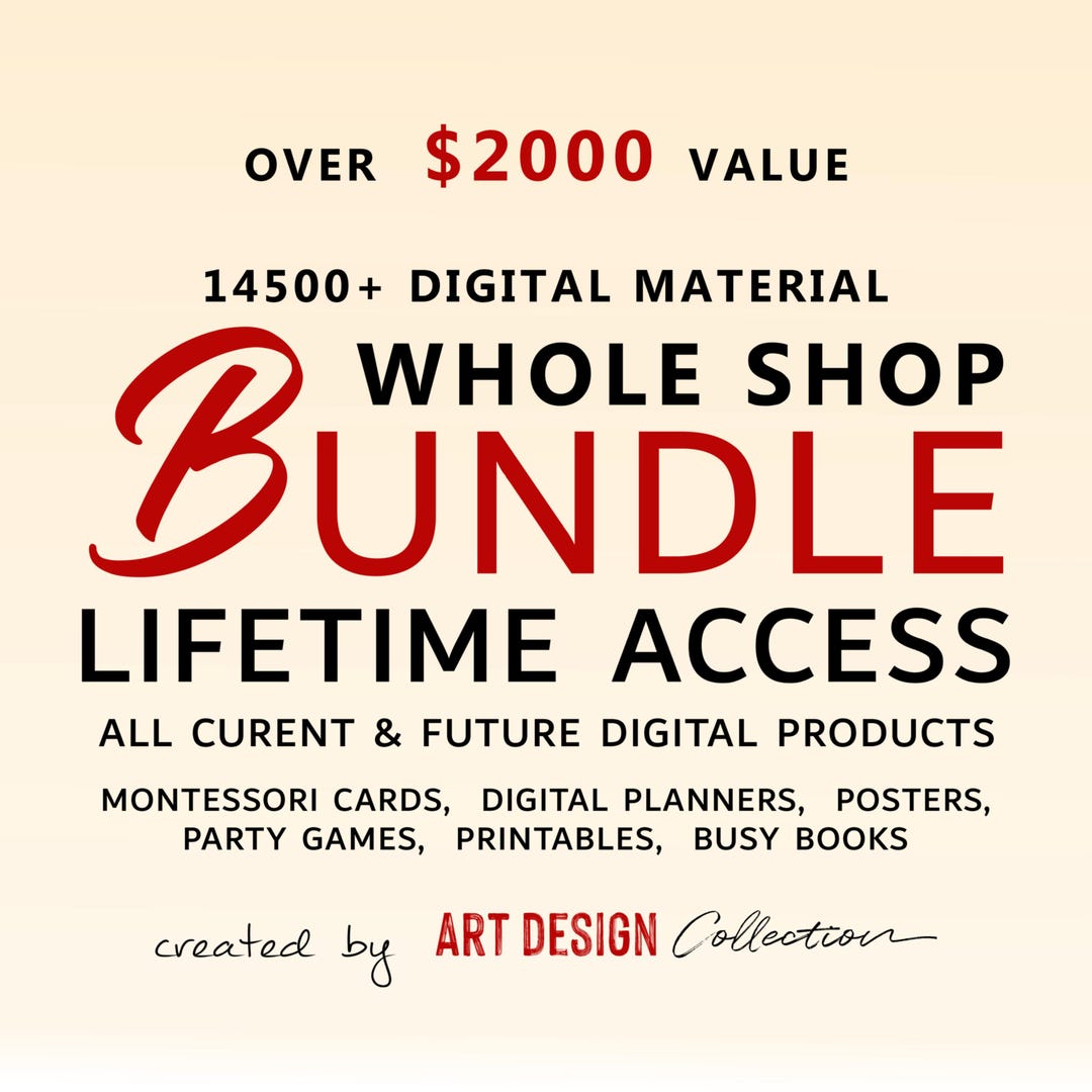 Whole Shop Bundle • Montessori Cards Digital Planners Busy Books Party ...