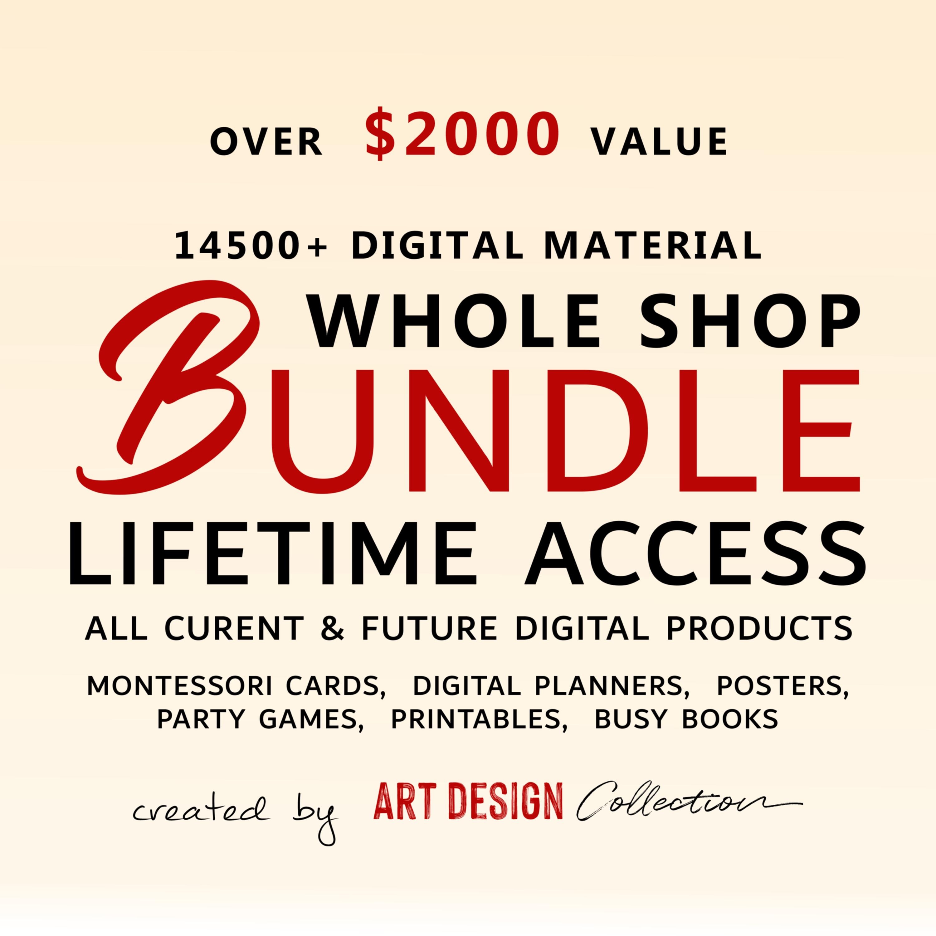 Whole Shop Bundle • Montessori Cards Digital Planners Busy Books Party ...