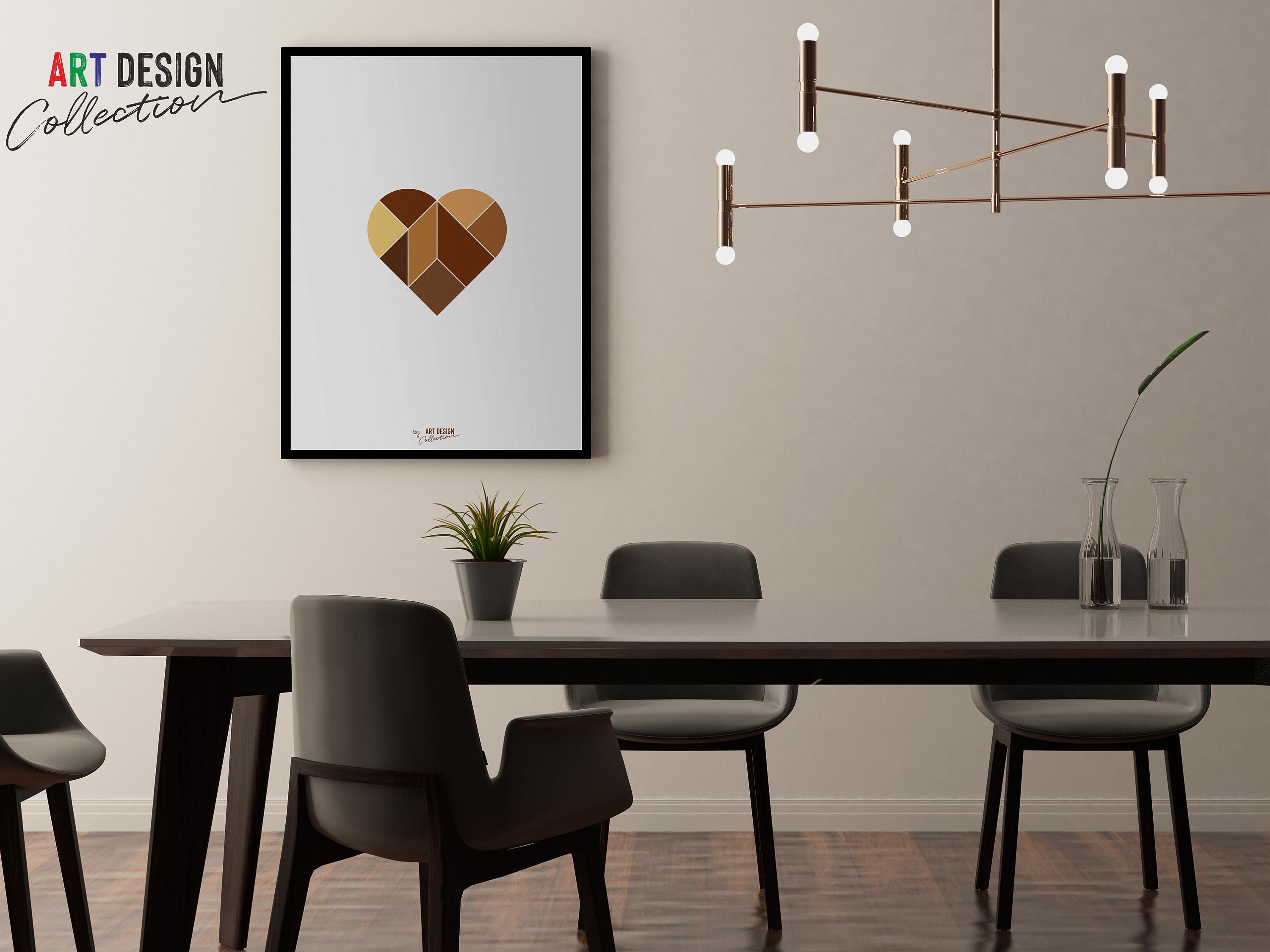 Flamingo Tangram Abstract Wall Art, Printable Wall Art Decor ...