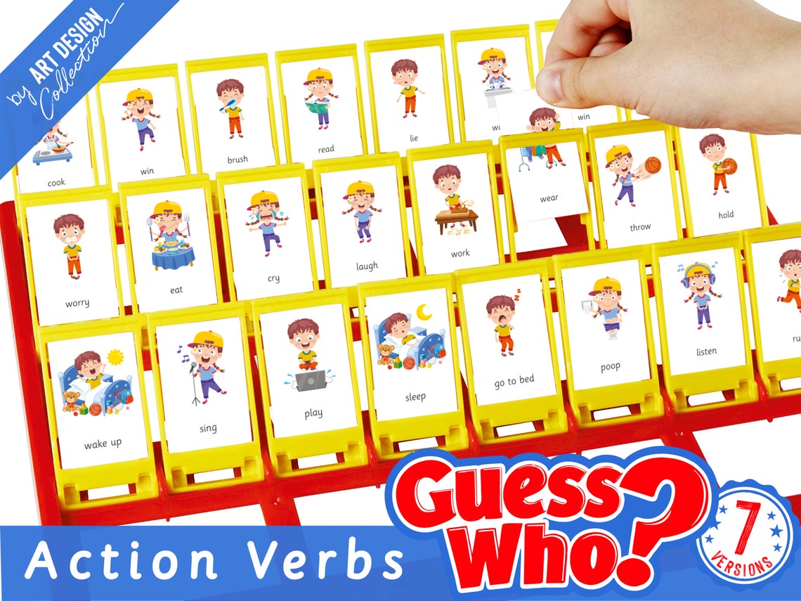 Guess Who ACTION VERBS Insert Cards Montessori Cards - Etsy Canada