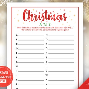 CHRISTMAS A to Z Game • Christmas Game Holiday Christmas Party Holiday ...