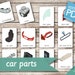 CAR PARTS 36 Montessori Cards Large Size A1 Flash Cards | Etsy