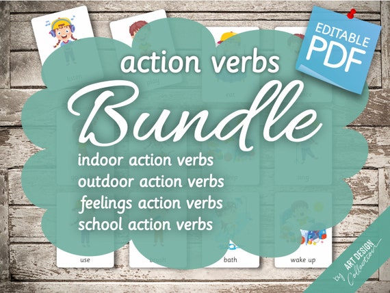 BUNDLE ACTION VERBS 62 Editable Montessori Cards Flash - Etsy