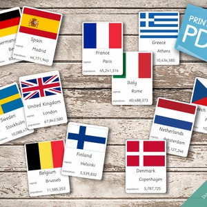 BUNDLE EUROPE (flags, Maps) • 114 Editable Montessori Cards • Flash ...