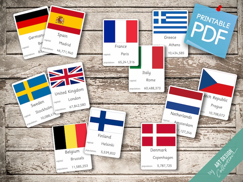 BUNDLE EUROPE flags Maps 114 Editable Montessori Cards | Etsy