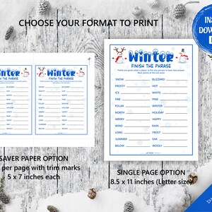 WINTER FINISH the PHRASE Game • Christmas Game Holiday Christmas Party ...
