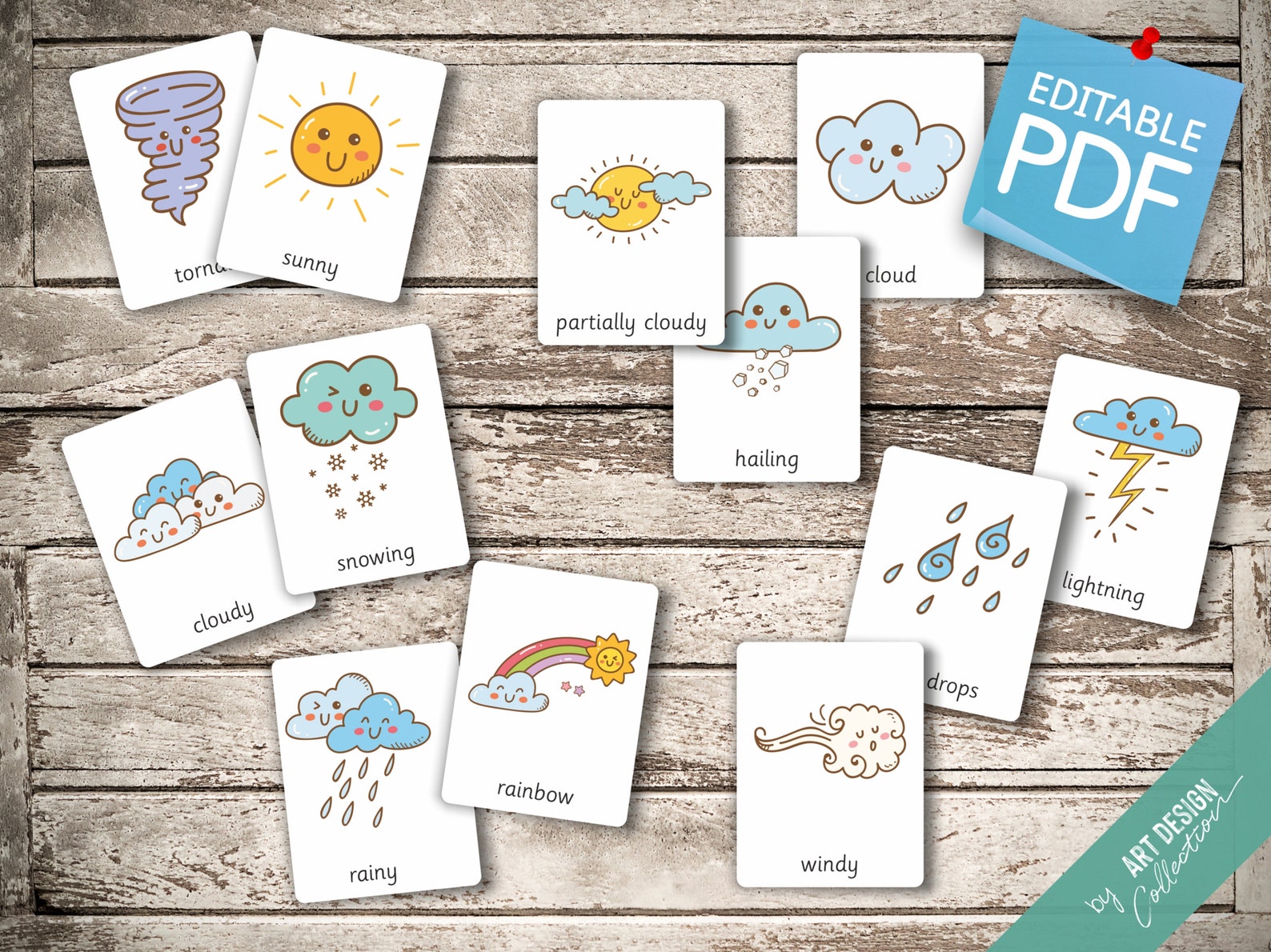 WEATHER 26 Montessori Cards Flash Cards Nomenclature - Etsy