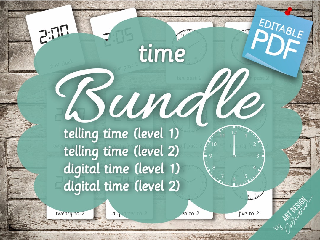 BUNDLE "telling TIME - Digital Time" • 384 Editable Montessori Cards ...