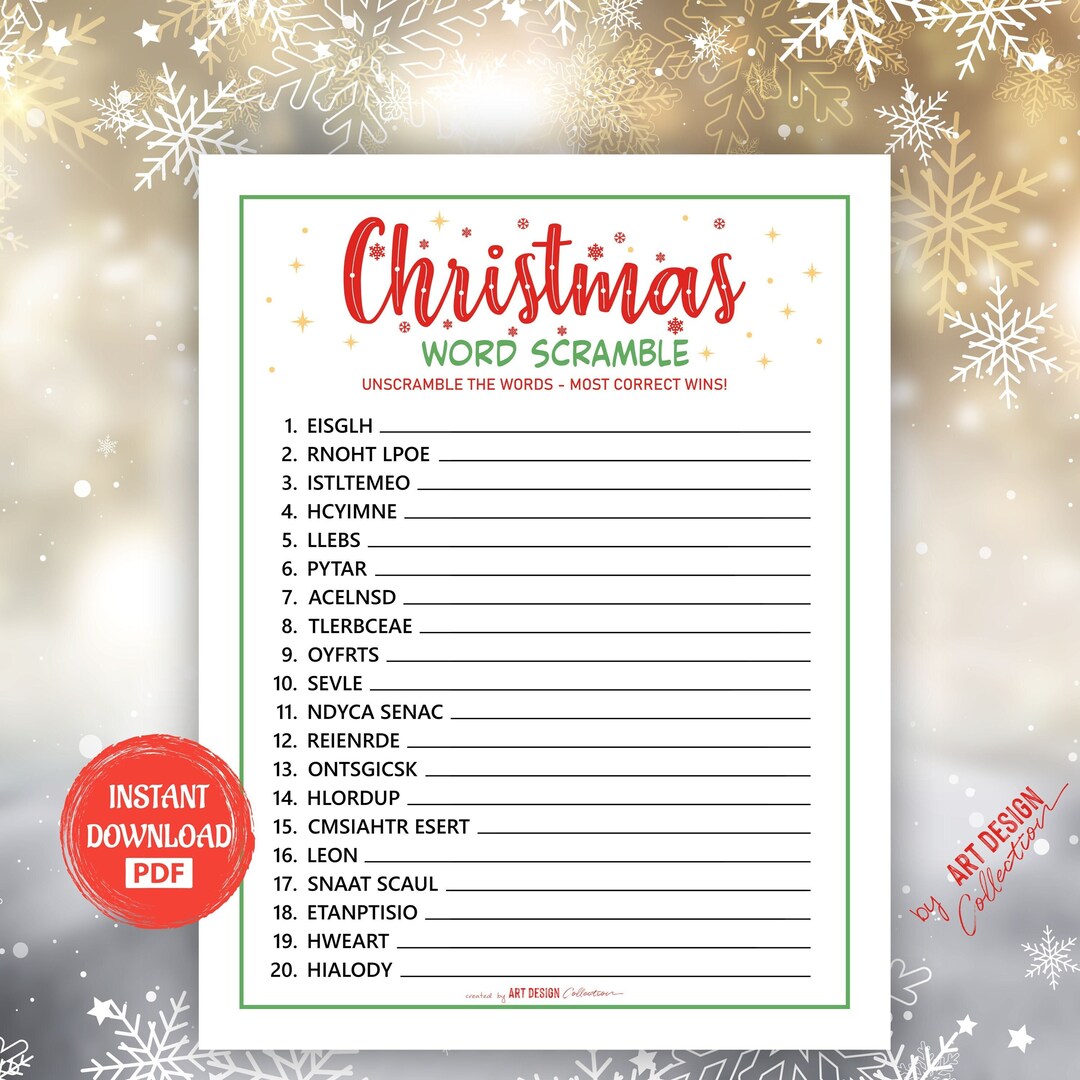 CHRISTMAS Word Scramble Game • Christmas Game Holiday Christmas Party ...
